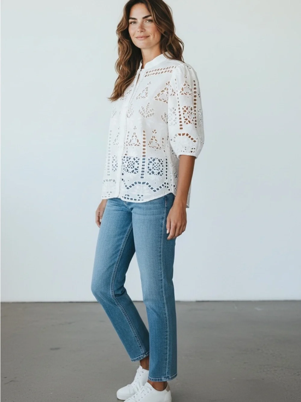 Karen Millen | Tops | Karen Millen White Eyelet Detail Top | Poshmark